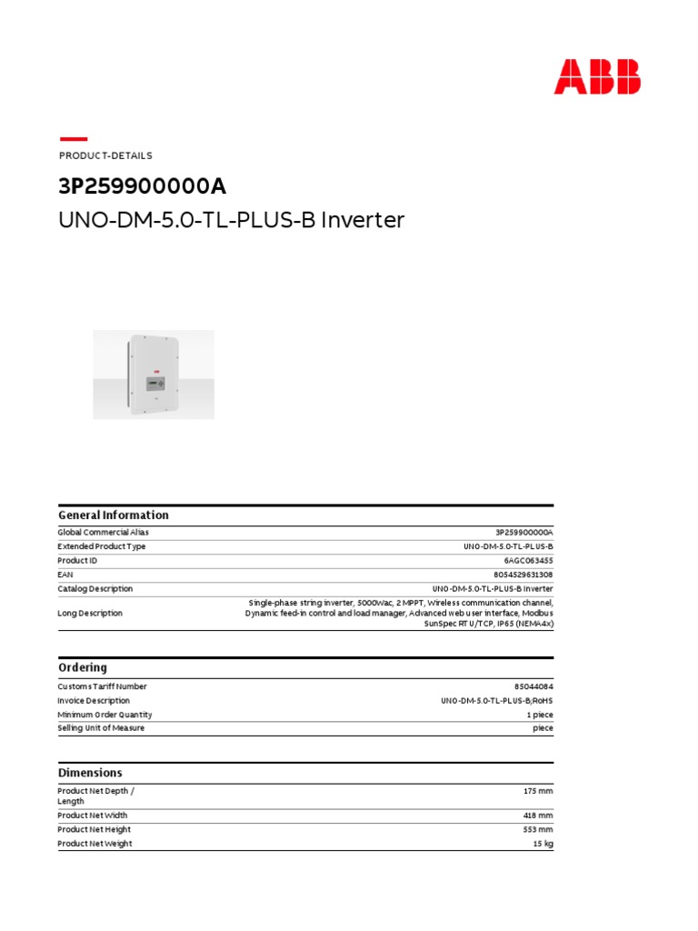 UNO-DM-5.0-TL-PLUS-B Inverter: Product-Details | PDF | Power Inverter ...