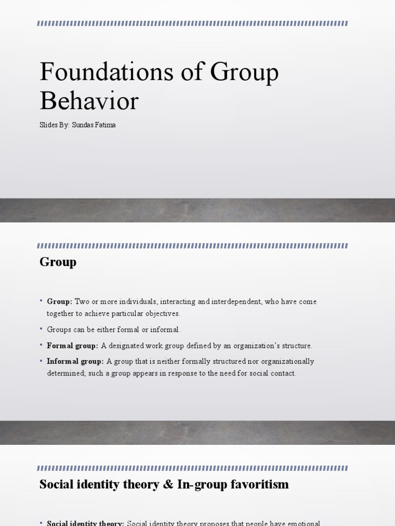 Foundations of Group Behavior | PDF | Identity (Social Science) | Group ...