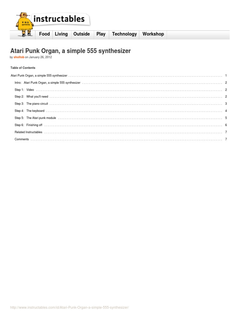 Atari Punk Organ: DIY 555 Synth Guide | PDF | Switch | Electronics