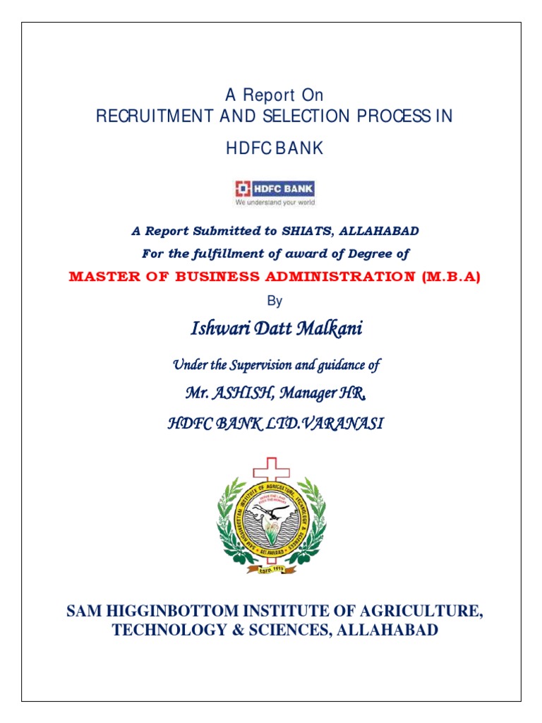 Recruitment and Selection Process in HDFC Bank | PDF | Bond Credit ...