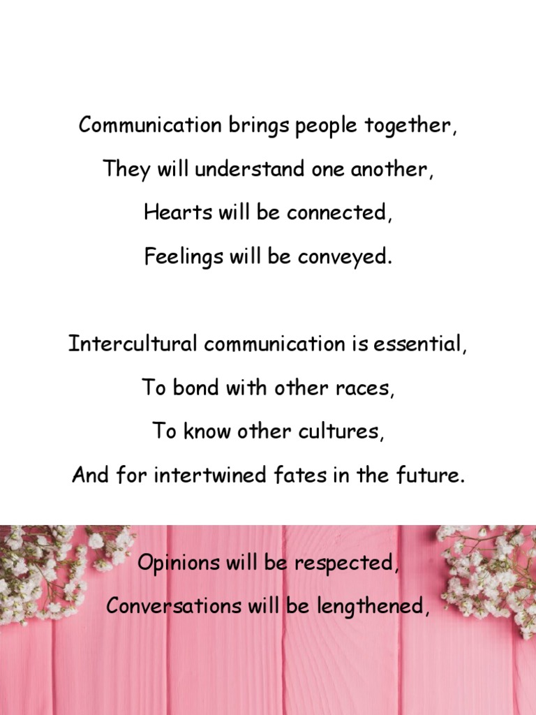 Intercultural Communication Poem | PDF