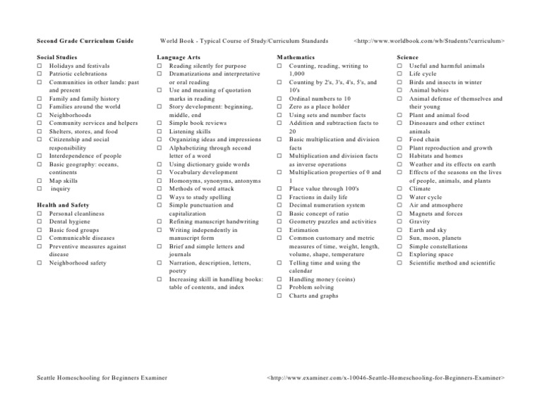 Second Grade Curriculum Guide | PDF