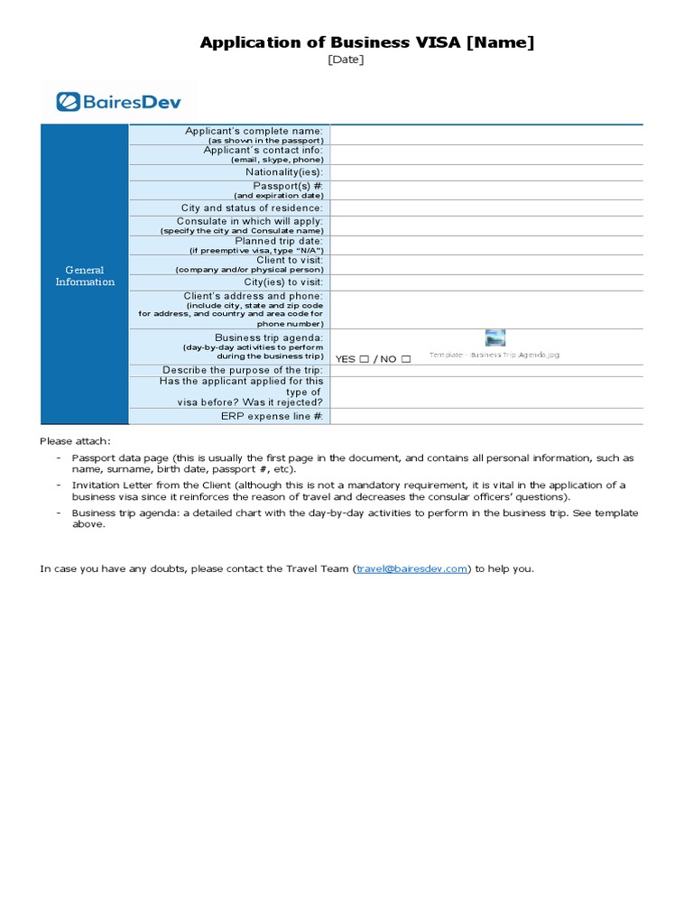 VISAS - Business Visa Request | PDF | Business