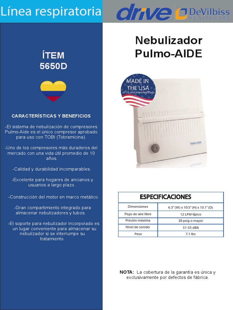 Nebulizador Pulmo-Aide 5650D: Características | PDF | Tecnología
