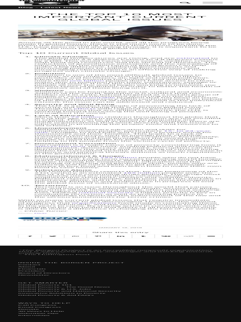 Top 10 Most Important Current Global Issues - The Borgen Project | PDF ...