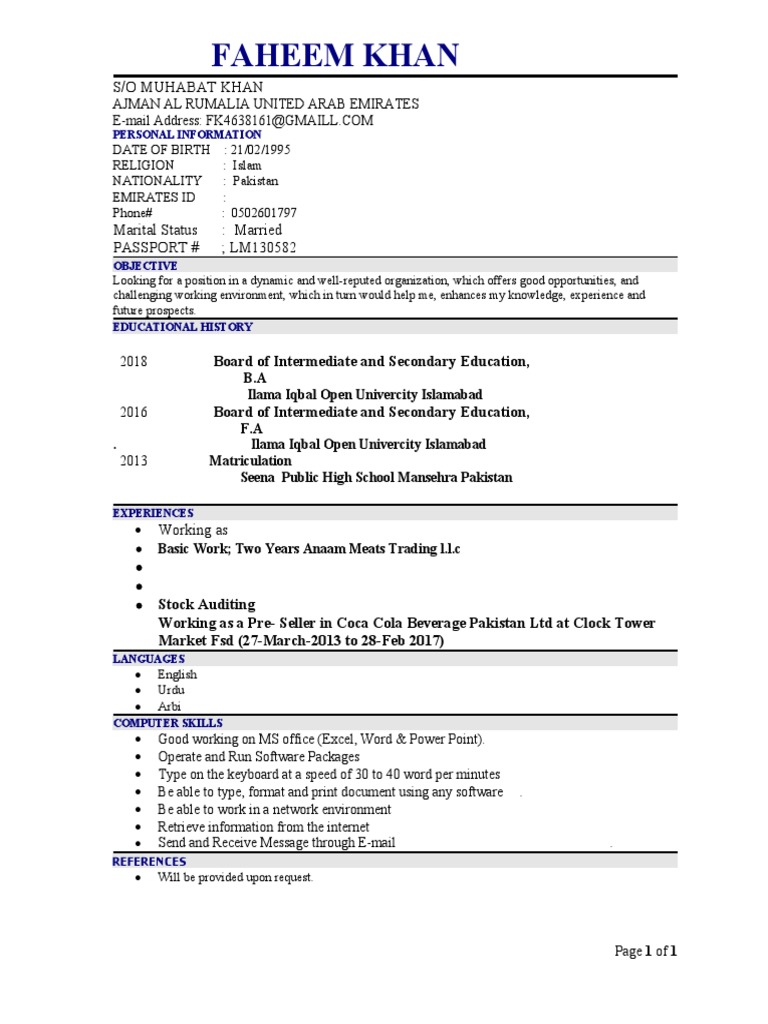 Muhammad Azeem CV | PDF