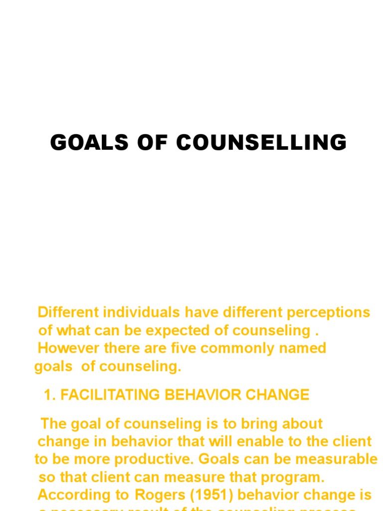 Goals of Counseling | PDF | Psychotherapy | Counseling Psychology