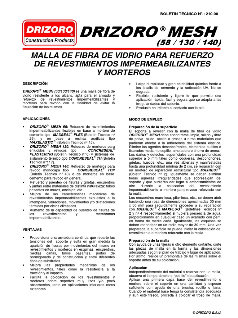 Drizoro Mesh 58 | PDF | Lentes | Cemento