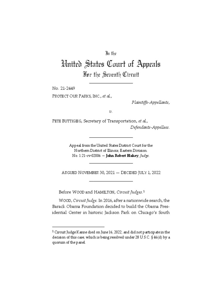 7th Circuit Ruling On Obama Center | PDF | National Environmental Policy Act | Federal ...