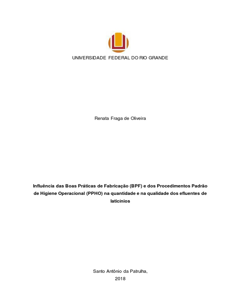 Influência das Boas Práticas de Fabricação (BPF) e dos Procedimentos ...