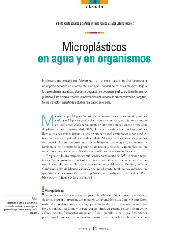 Microplásticos en Agua y en Organismos | PDF | Agua | El plastico