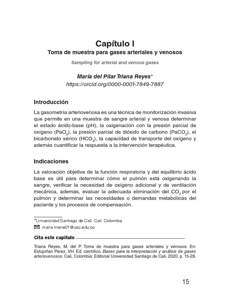 Toma de Gases Arteriales y Venosos | PDF | Vena | Medicina CLINICA