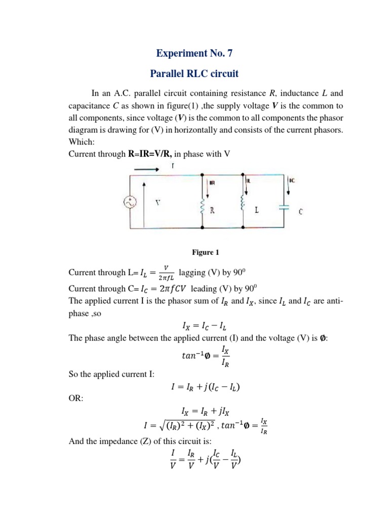 Experiment No. 7 Parallel RLC Circuit | PDF | Computer Engineering | Quantity