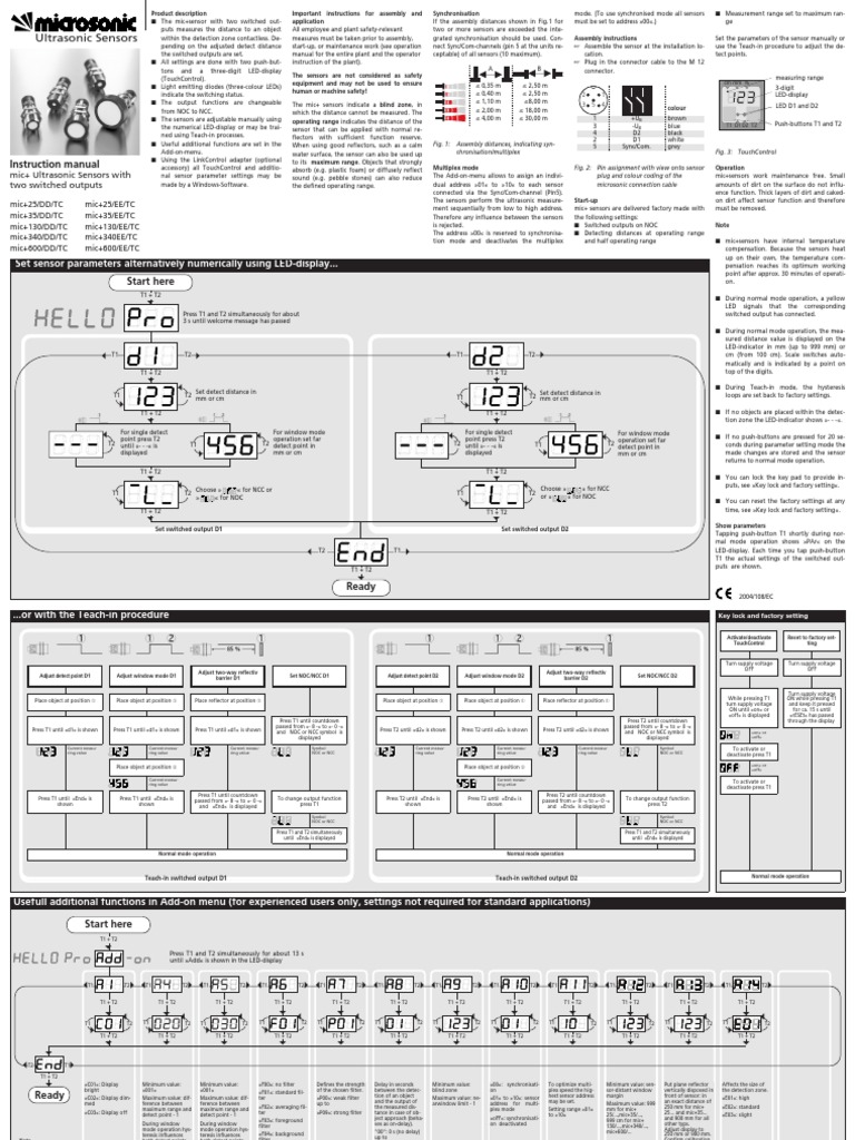 Ultrasonic Sensors: Instruction Manual | PDF | Sensor | Electrical Engineering