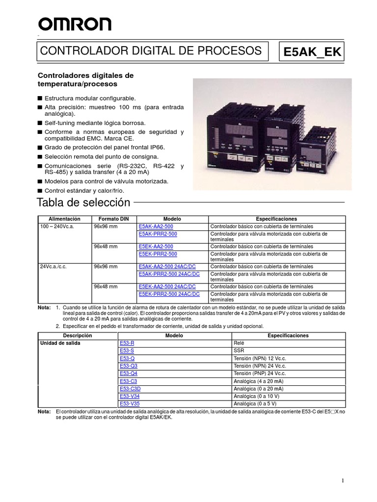Manual del Controlador Omron E5AK/E5EK | PDF | Par termoeléctrico | Función (Matemáticas)
