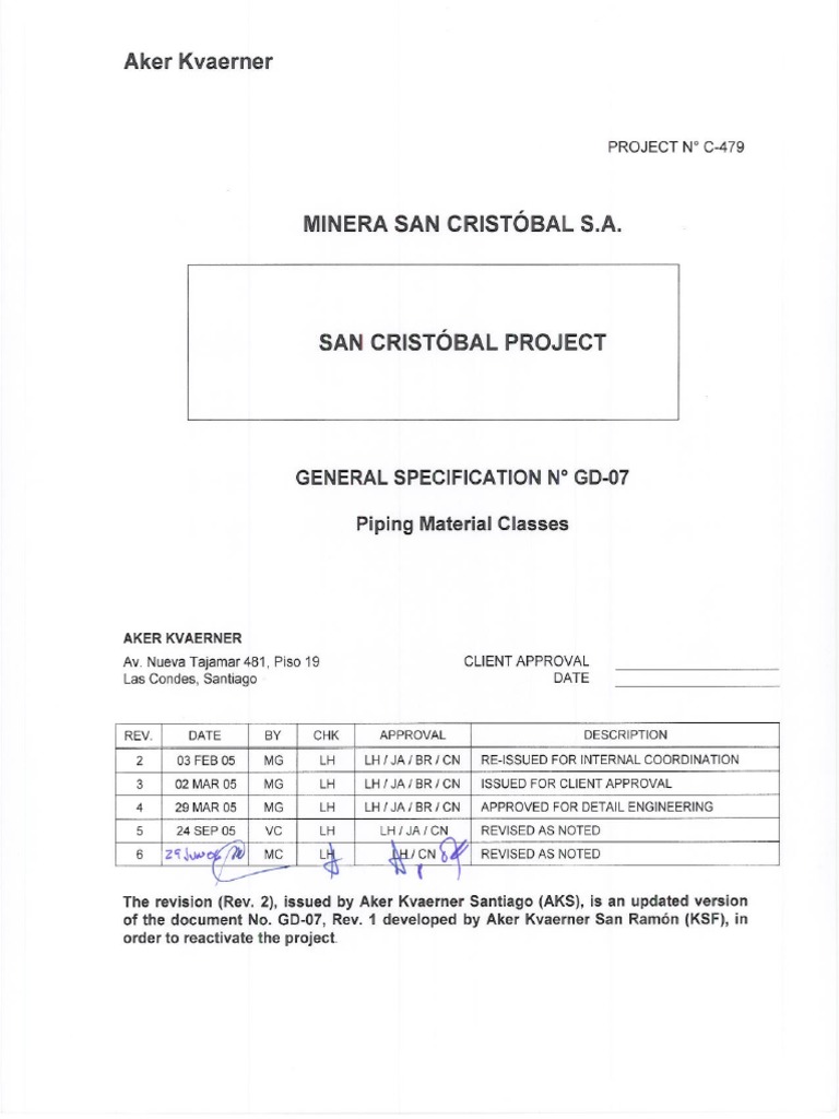 Piping Material Classes Mining | PDF | Pipe (Fluid Conveyance) | Valve