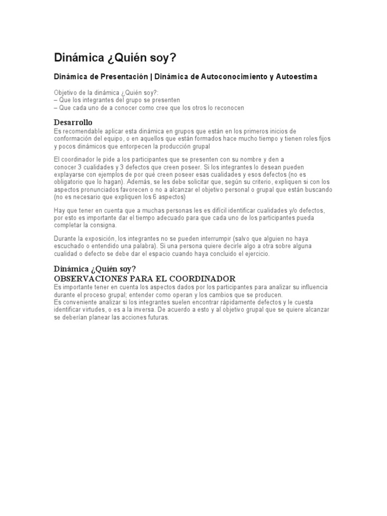 Actividad Quien Soy Yo | PDF