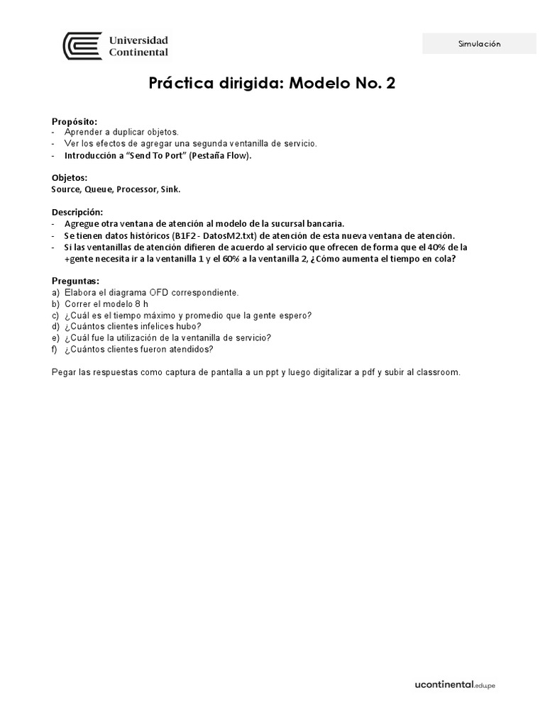 Practica Dirigida Flexsim Modelo 2 | PDF