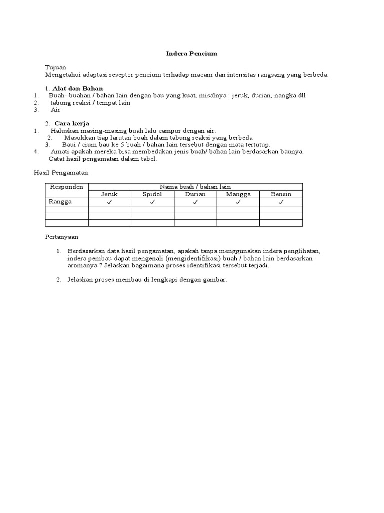 Adaptasi Indera Pencium dan Pengecap | PDF | Kesehatan Holistik