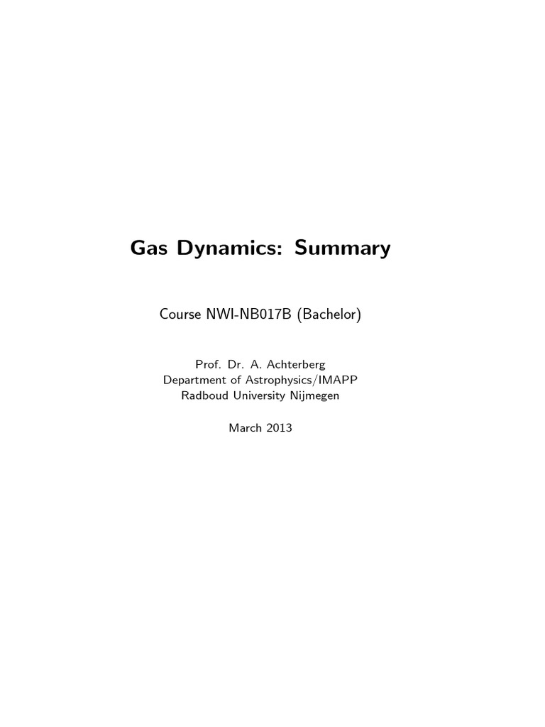 Gas Dynamics Summary Pdf Fluid Dynamics Shock Wave
