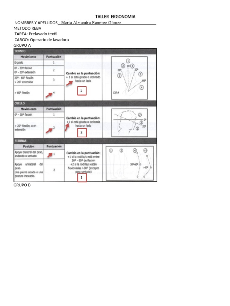 Evaluación REBA en Ergonomía Laboral | PDF