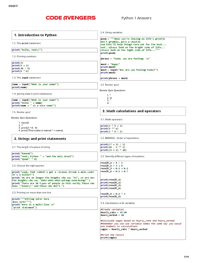 Filecloudpython1lesson Plansca Py1 Answers PDF | PDF