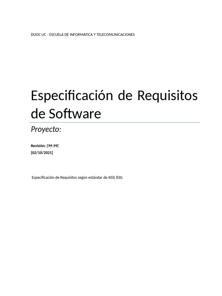 ERS Especificacion de Requisitos Del Software 1 1 | PDF | Software ...