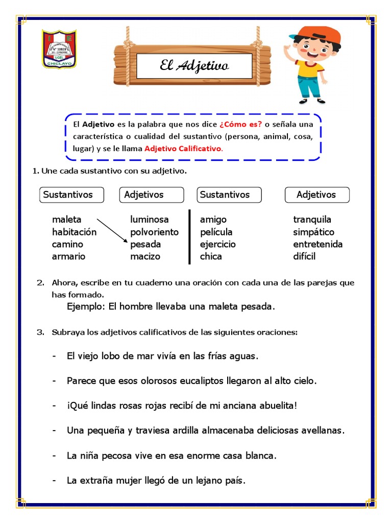 Ejercicios de Adjetivos Calificativos | PDF