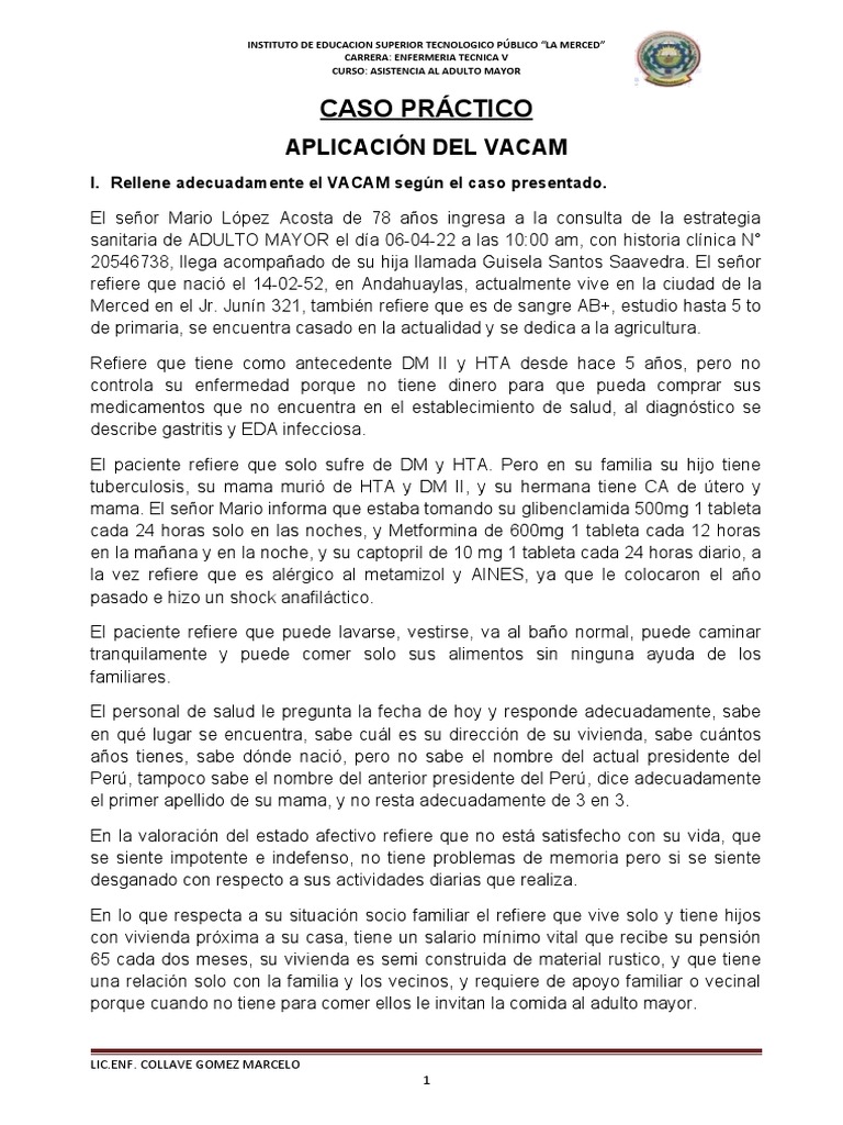 Caso de Vacam Adulto Mayor | PDF | Abdomen | Medicina CLINICA