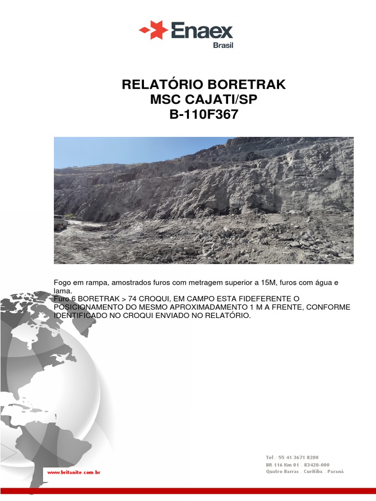 Relatório Boretrak MSC Cajati/Sp B-110F367: BR 116 KM 01 - 83420-000 ...