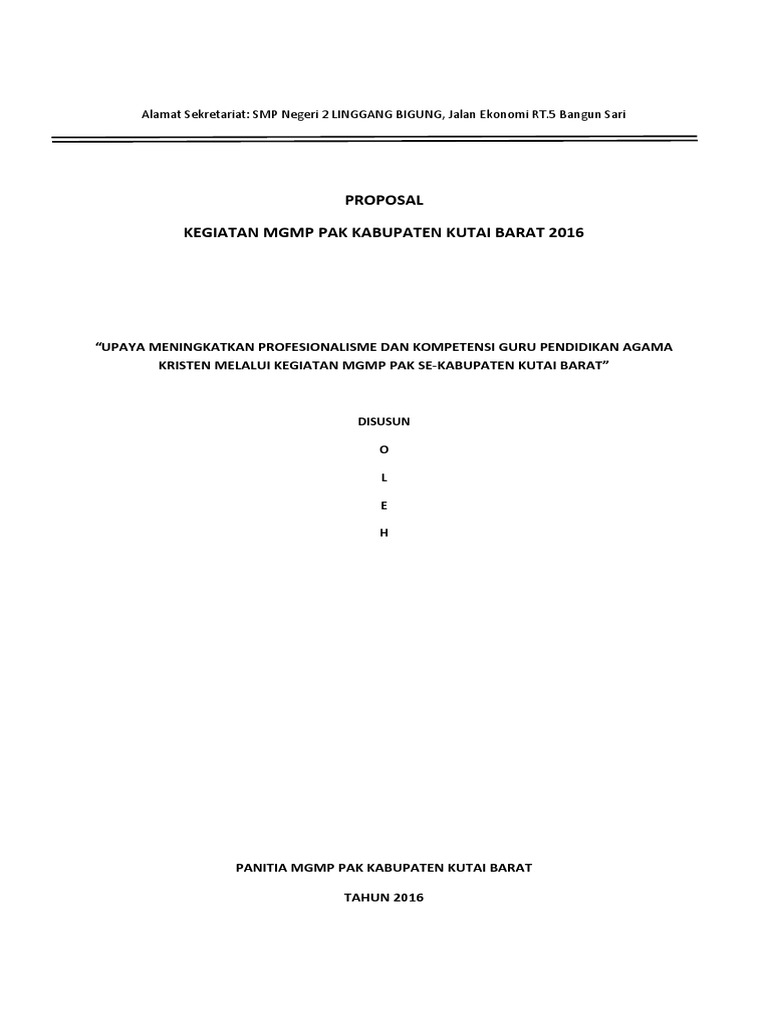 Proposal MGMP Pak Kubar 2016 | PDF