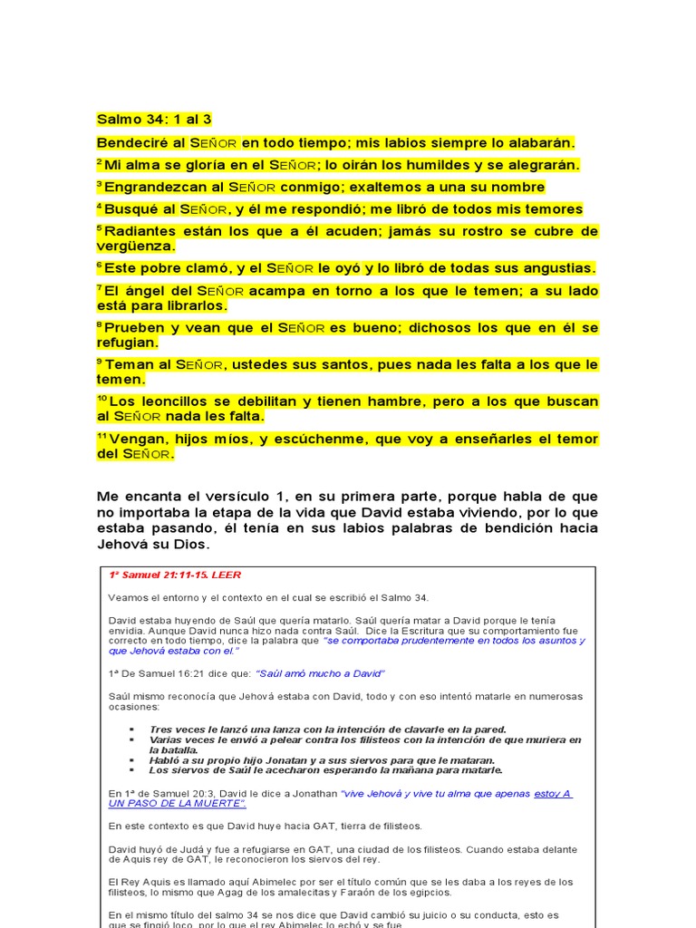 Explicación del Salmo 34: Alabanza y Fe | PDF | Contenido bíblico