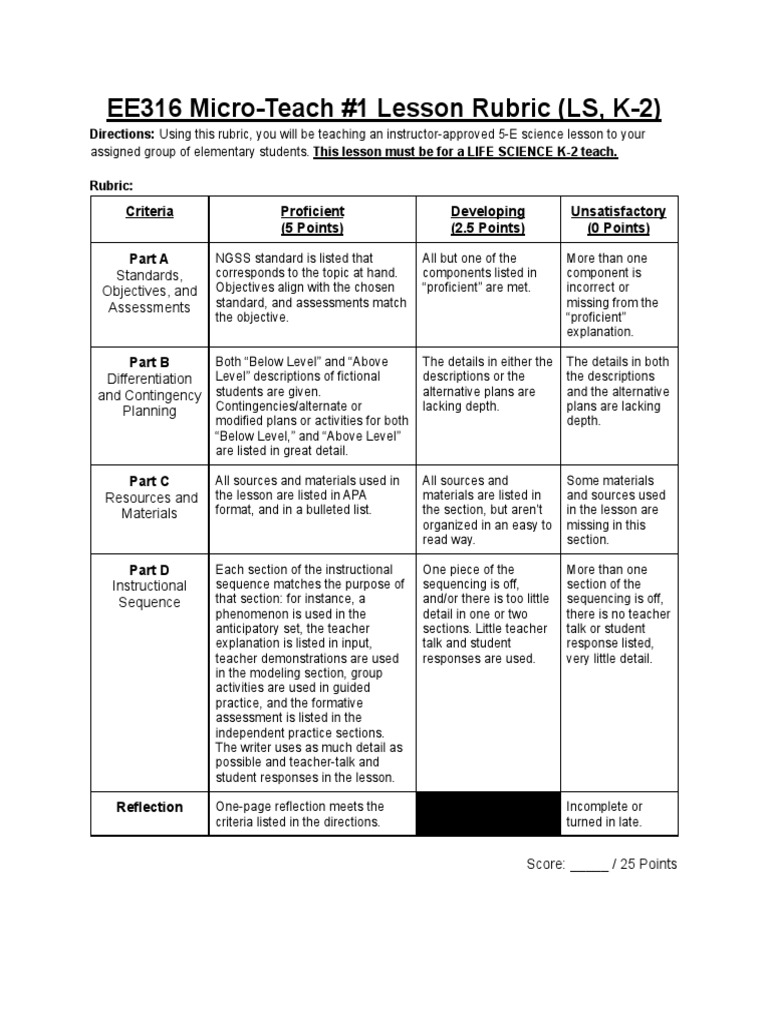1-ls3-1 Science Lesson Plan Su22 | PDF | Rubric (Academic) | Teachers