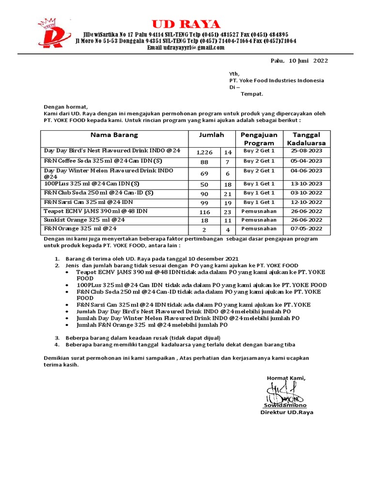 Permohonan Yoke Food | PDF
