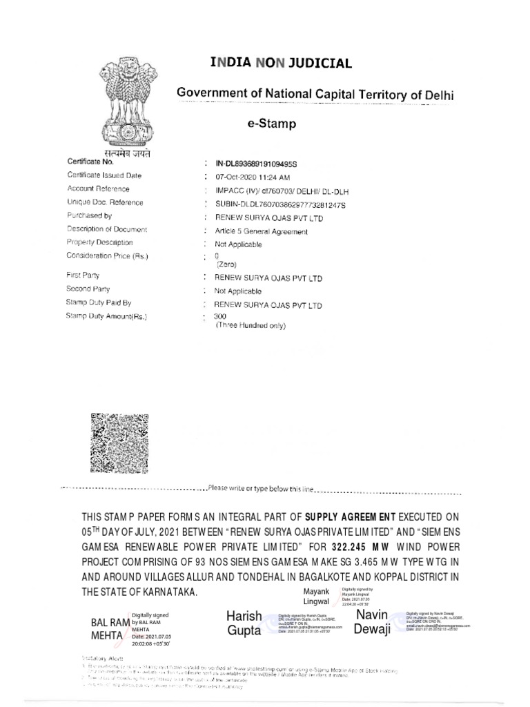 Tondehal - Supply Contract - Execution With Stamp Paper | PDF ...
