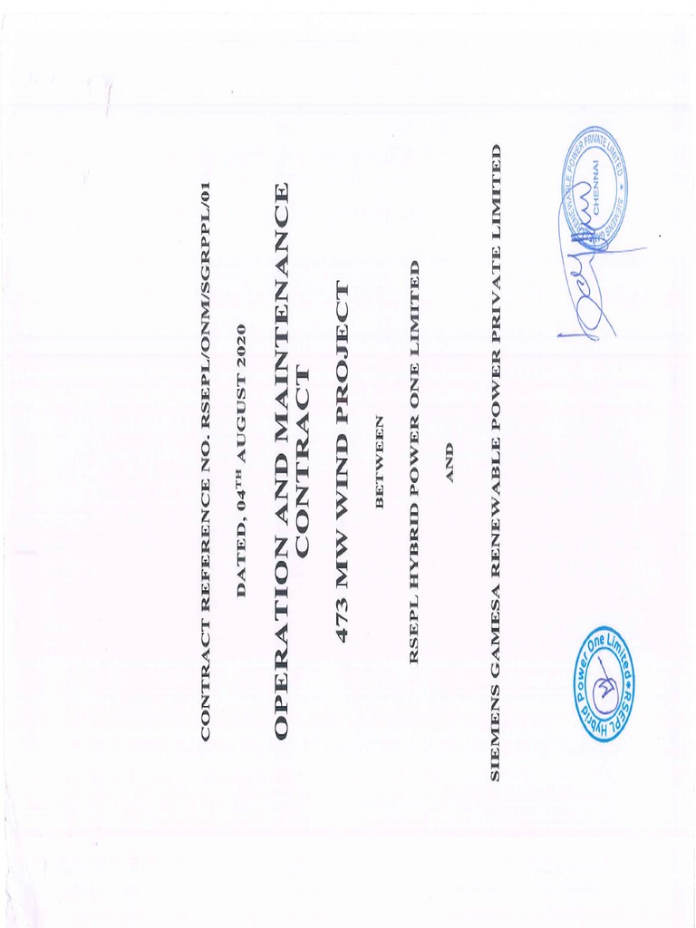 Adani 473MW-O&M Contract (Signed Copy) | PDF