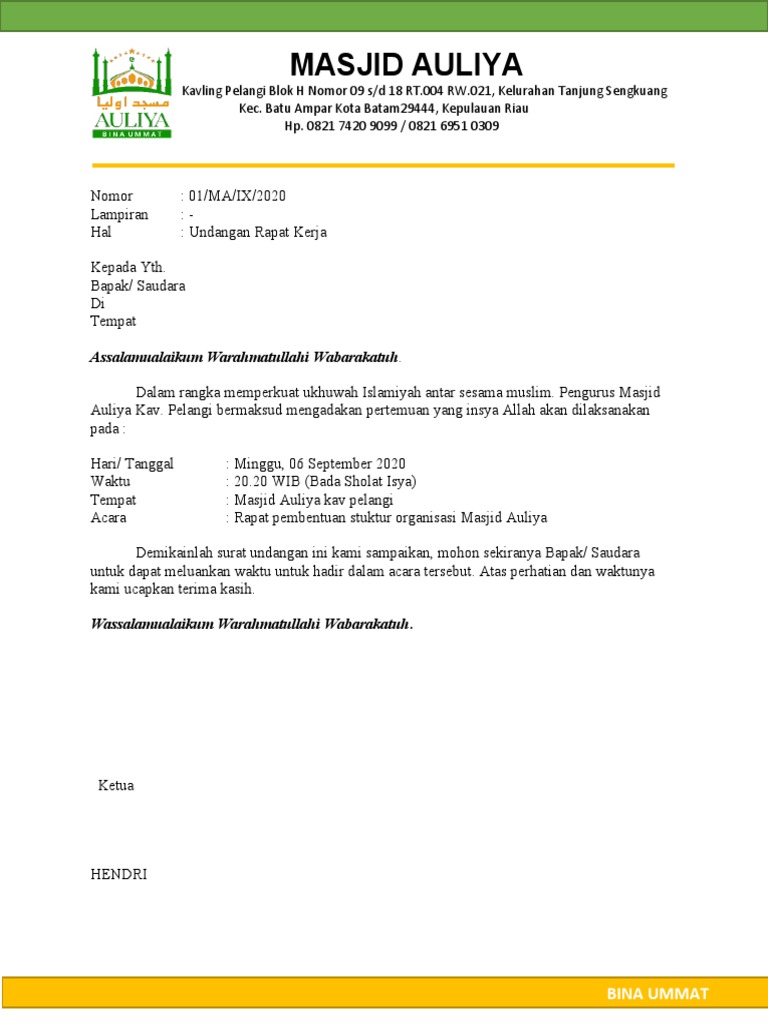 Kop Surat - Masjid | PDF
