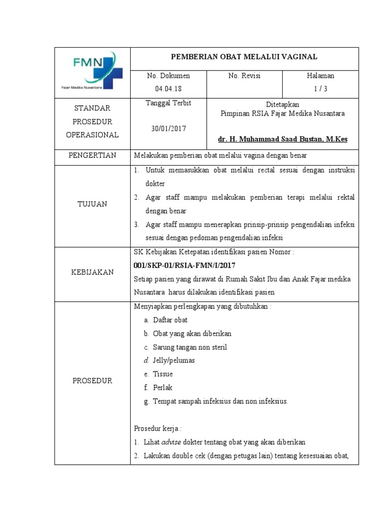 Spo Pemberian Obat Melalui Vaginal | PDF