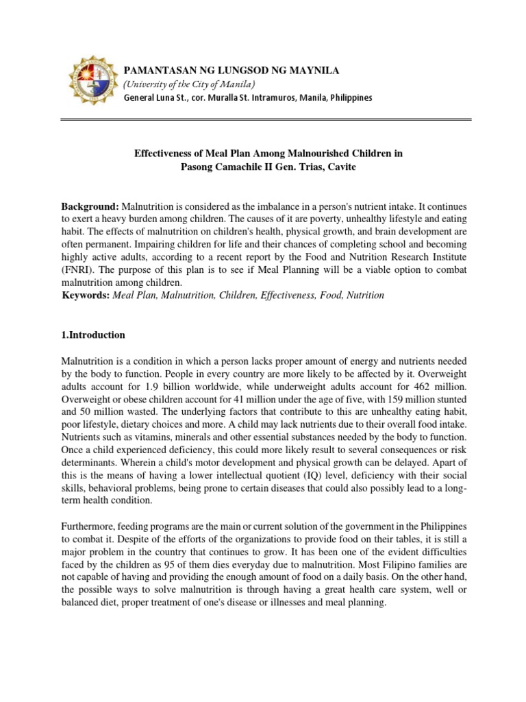 Arzadon Moira Nicole (BS Arch 1-3) Ipp | PDF | Malnutrition | Healthy Diet