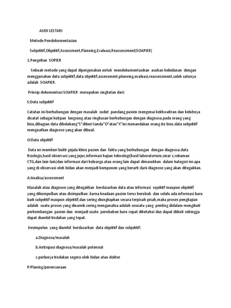 Metode Soapier Asuhan Kebidanan | PDF