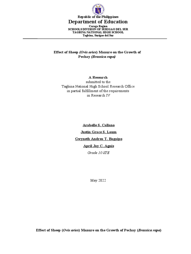 Ste 10 Final Research Paper | PDF | Fertilizer | Soil