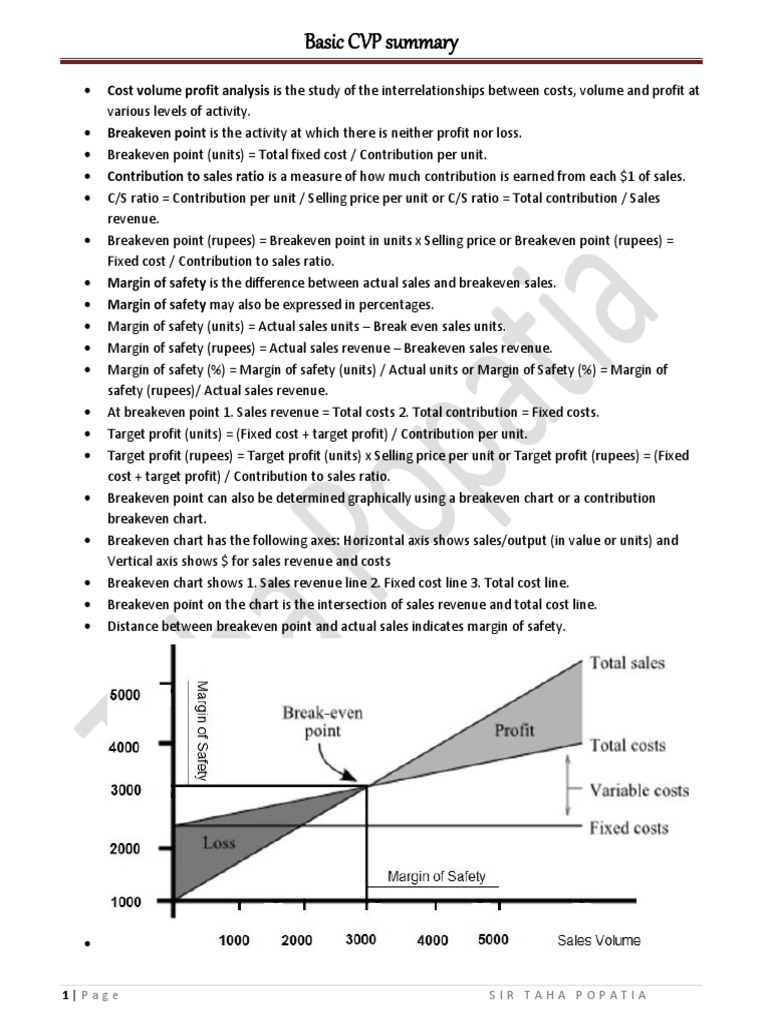 Basic CVP summary | PDF | Marketing | Business Economics