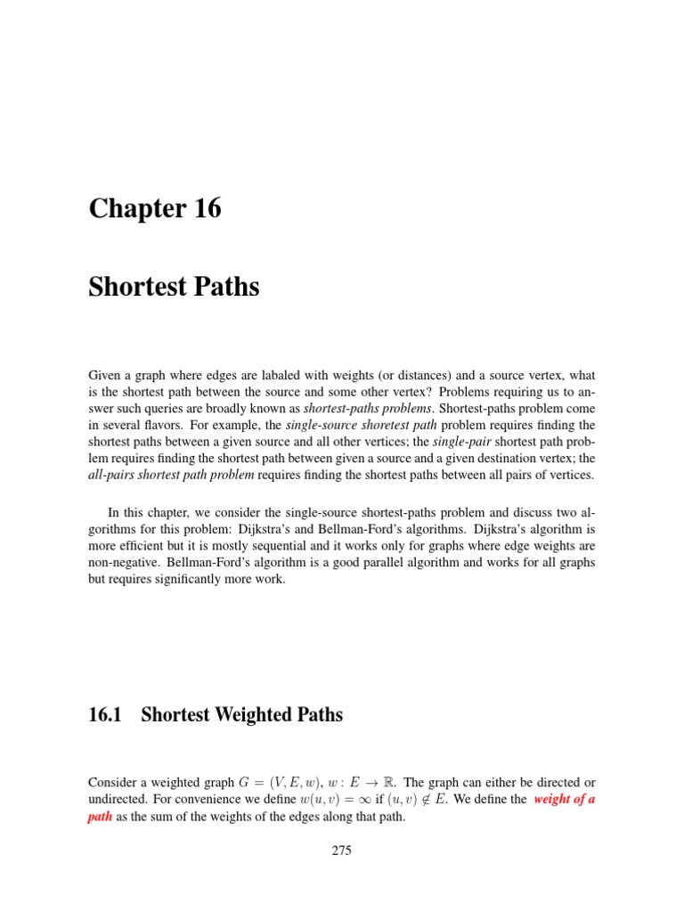 Shortest Paths Notes | PDF