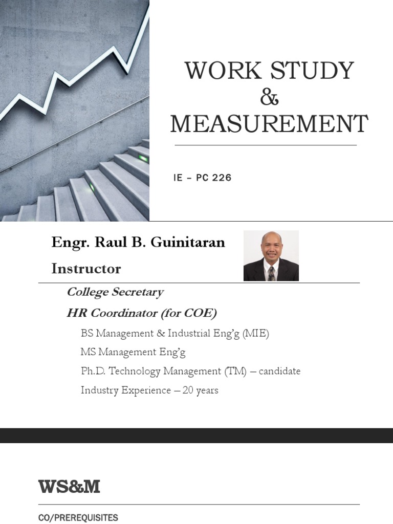 Work Study & Measurement: IE - PC 226 | PDF
