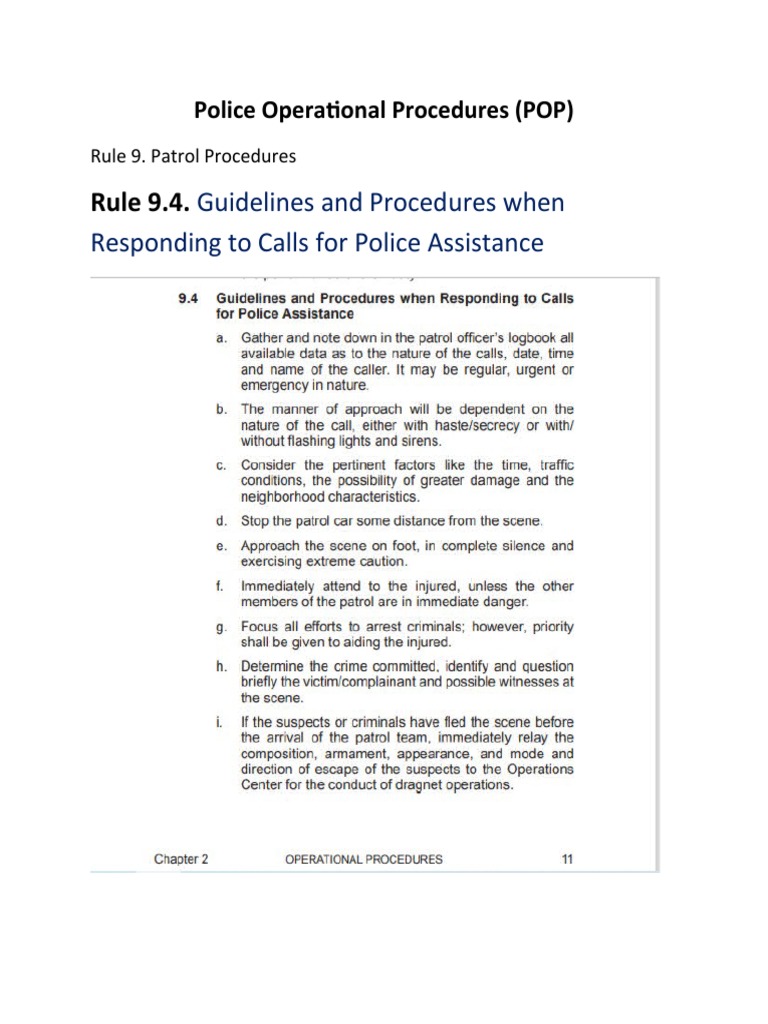 Guidelines and Procedures When Responding To Calls For Police ...