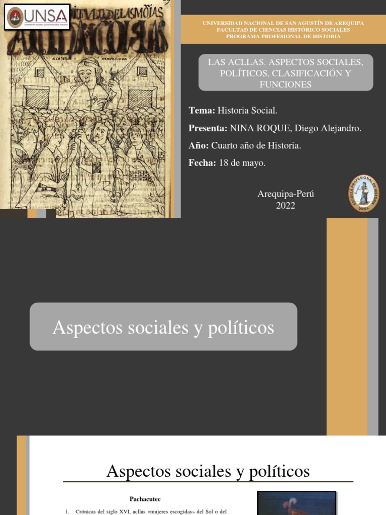 Las Acllas. Aspectos Sociales, Políticos, Clasificación y Funciones | PDF | Imperio Inca | Perú