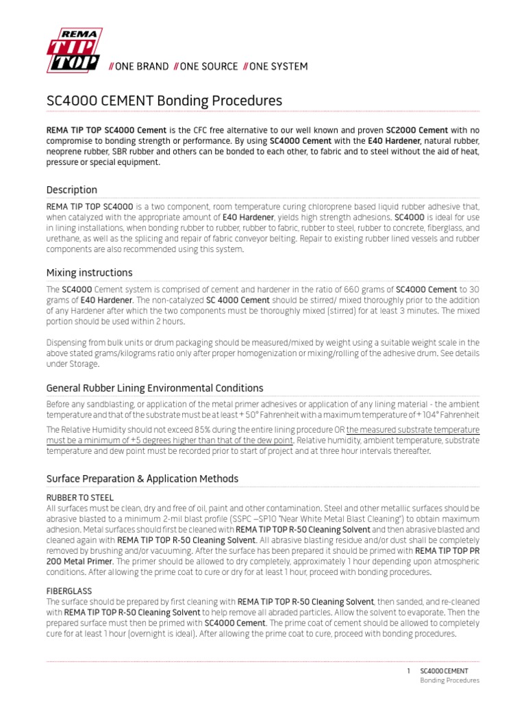 SC4000 CEMENT Bonding Procedures: Description | PDF | Abrasive ...