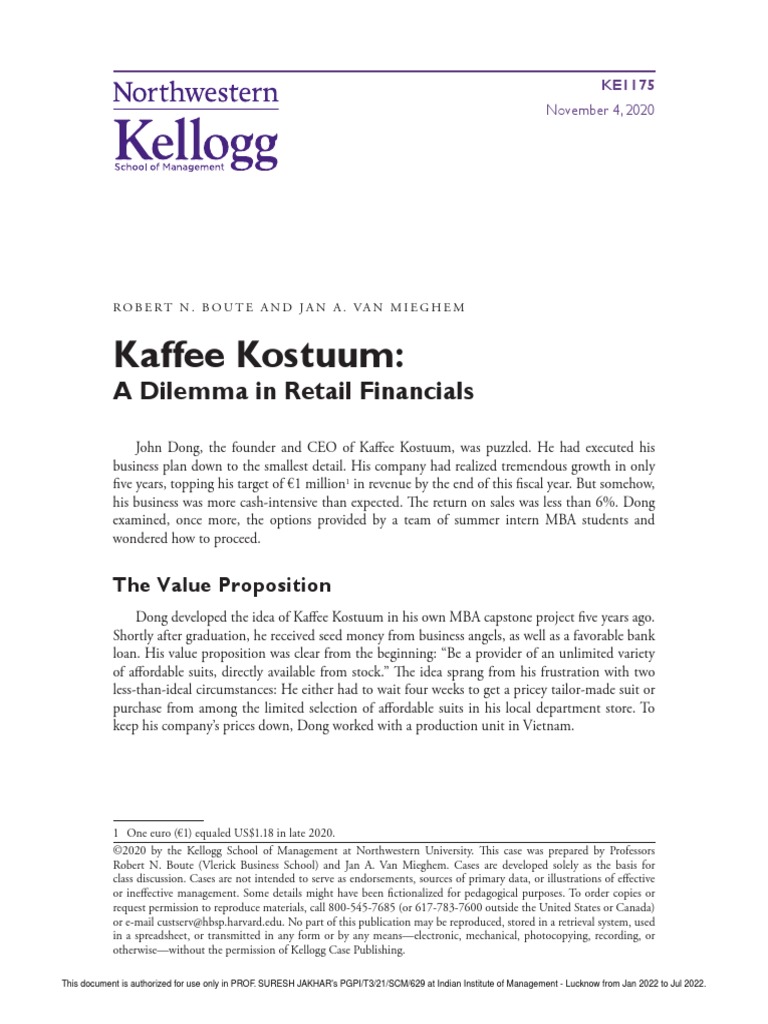 Kaffee Kostuum Case | PDF | Forecasting | Inventory