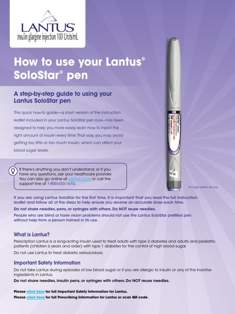 A Step-By-Step Guide To Using Your Lantus Solostar Pen | PDF ...