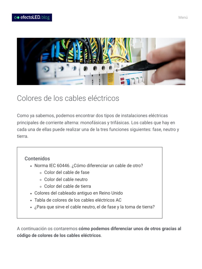 El Código de Colores de Los Cables Eléctricos | PDF | Color | Corriente ...